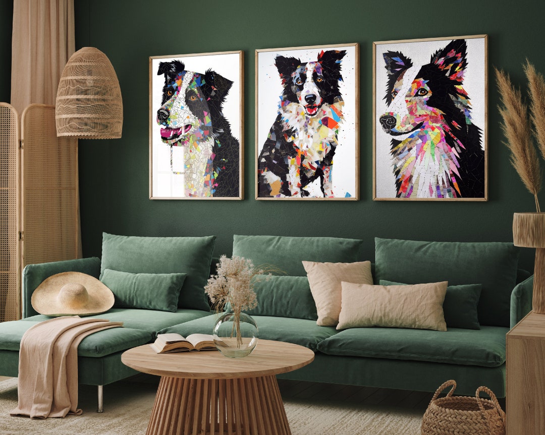 BORDER COLLIE COLLECTION - Set of Three Art Prints - Dog Posters ...