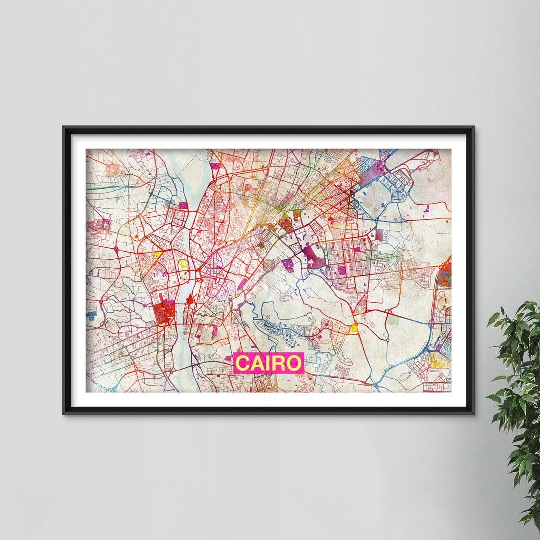 Cairo Map - Original Art Print - City Street Map of Cairo, Egypt ...