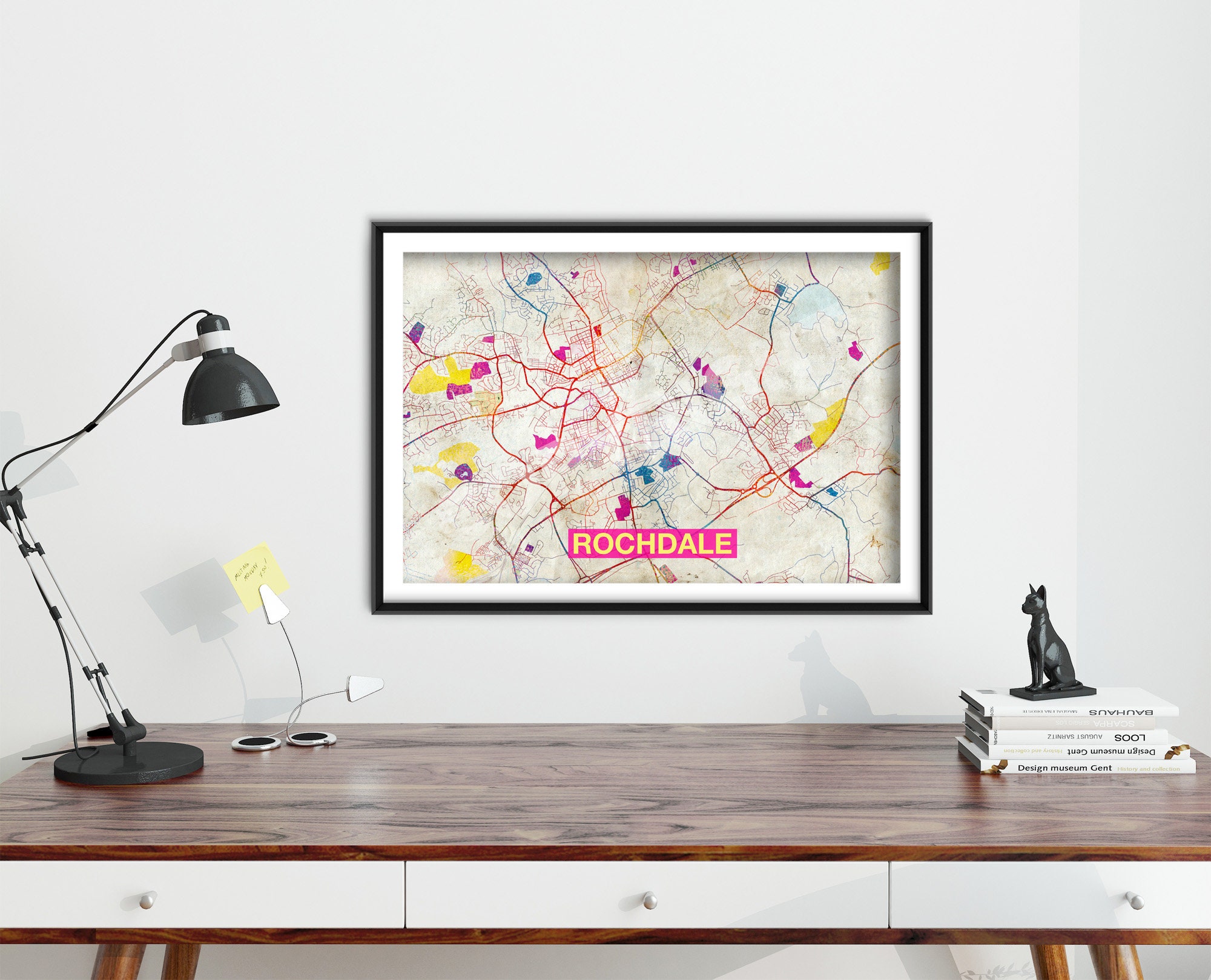 Rochdale Map Original Art Print rainbow City Street Map - Etsy UK