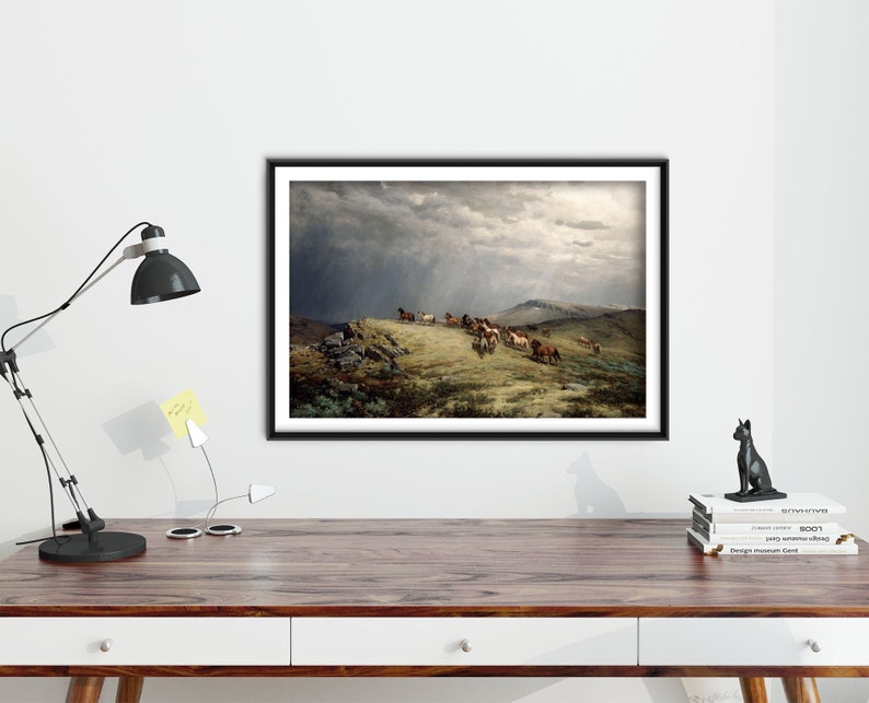 Peter Nicolai Arbo - Horses in the Mountains (1889) - Art Print Poster ...