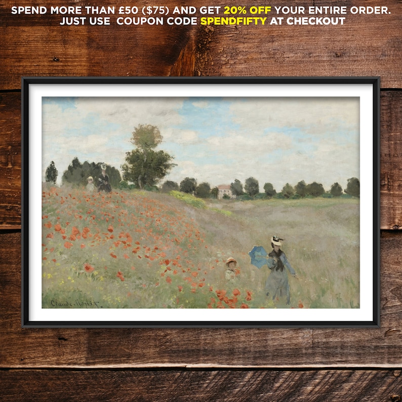 Claude Monet Poppy Field 1873 Classic Painting Photo | Etsy