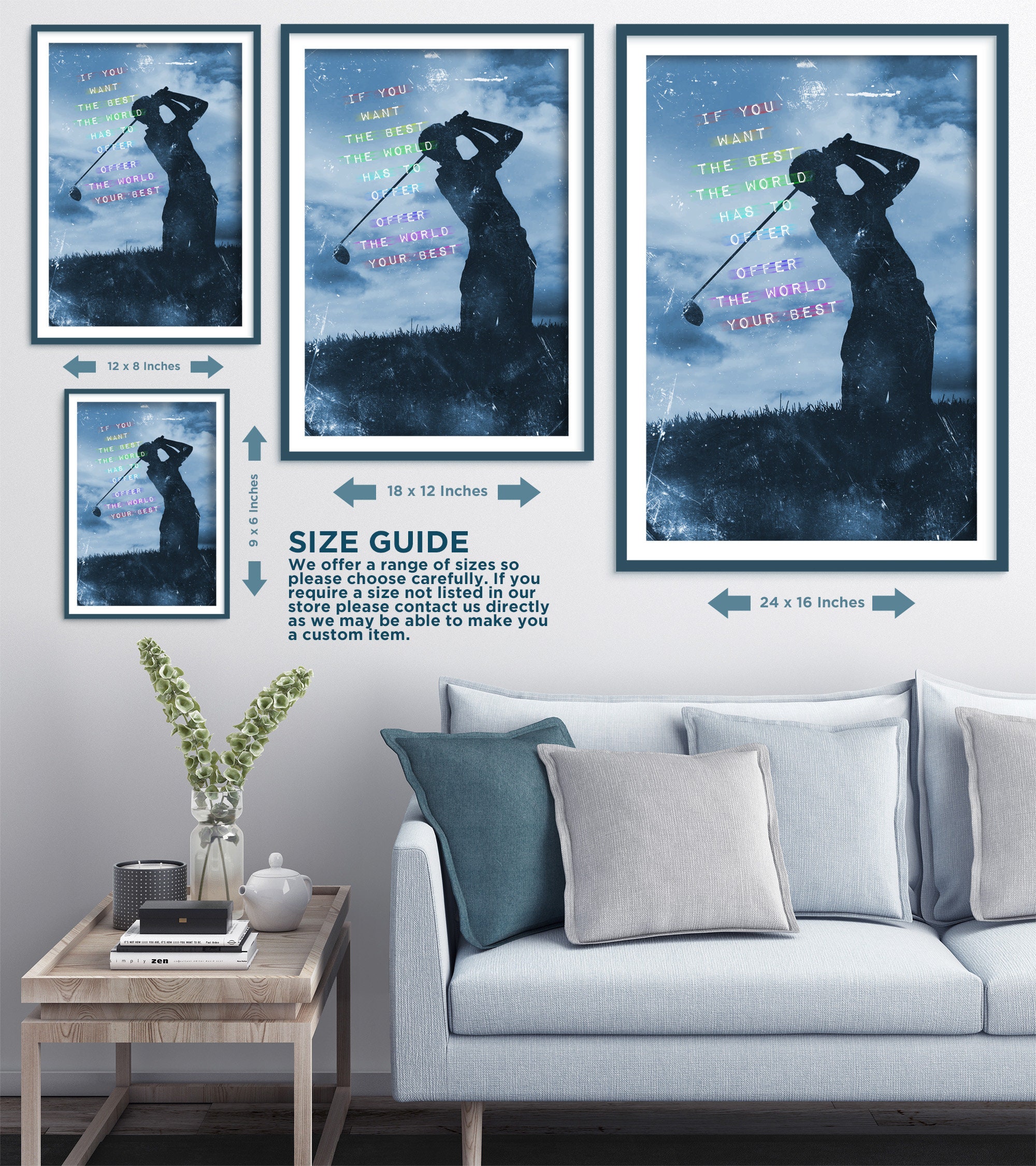 Motivational Golf Poster 05 If You Want the Best Unique | Etsy