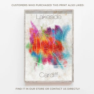 Llanishen (cardiff, Wales) Street Map - Original Art Print - Poster ...