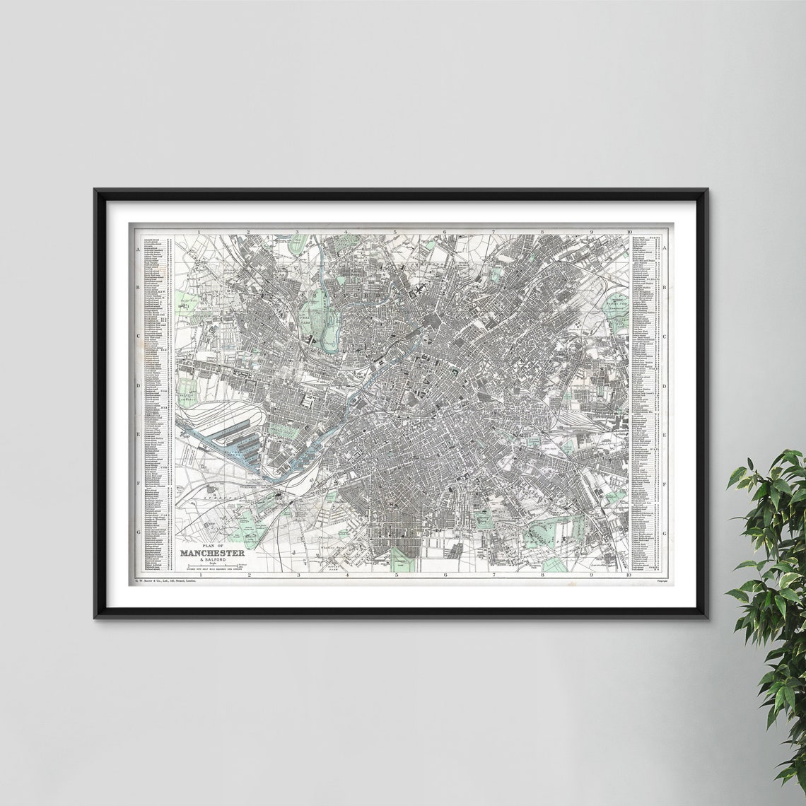 Historic Manchester England Map from 1890 Reproduction | Etsy