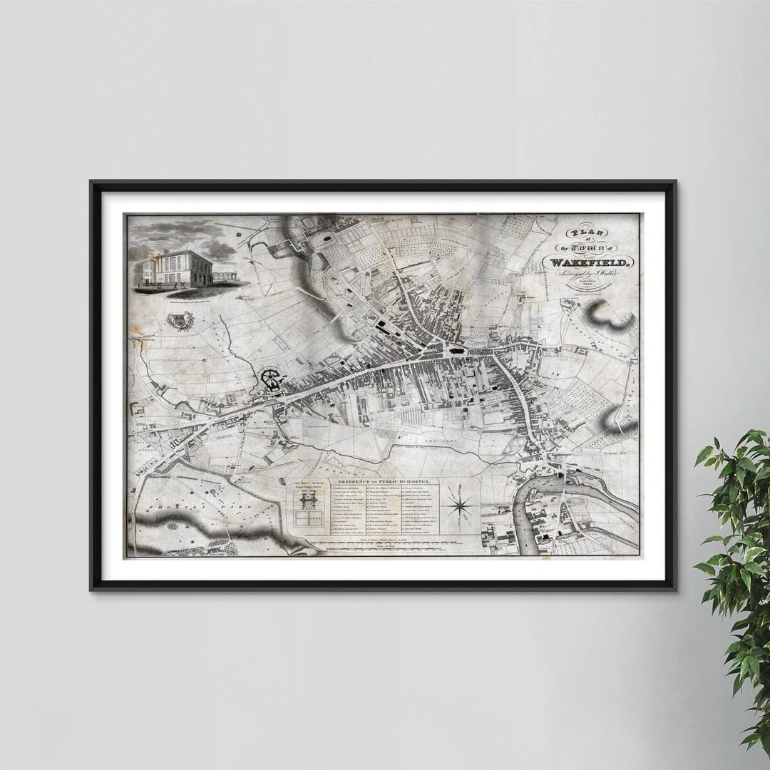 Historic Map of Wakefield (yorkshire) From 1823 (reproduction) Photo ...