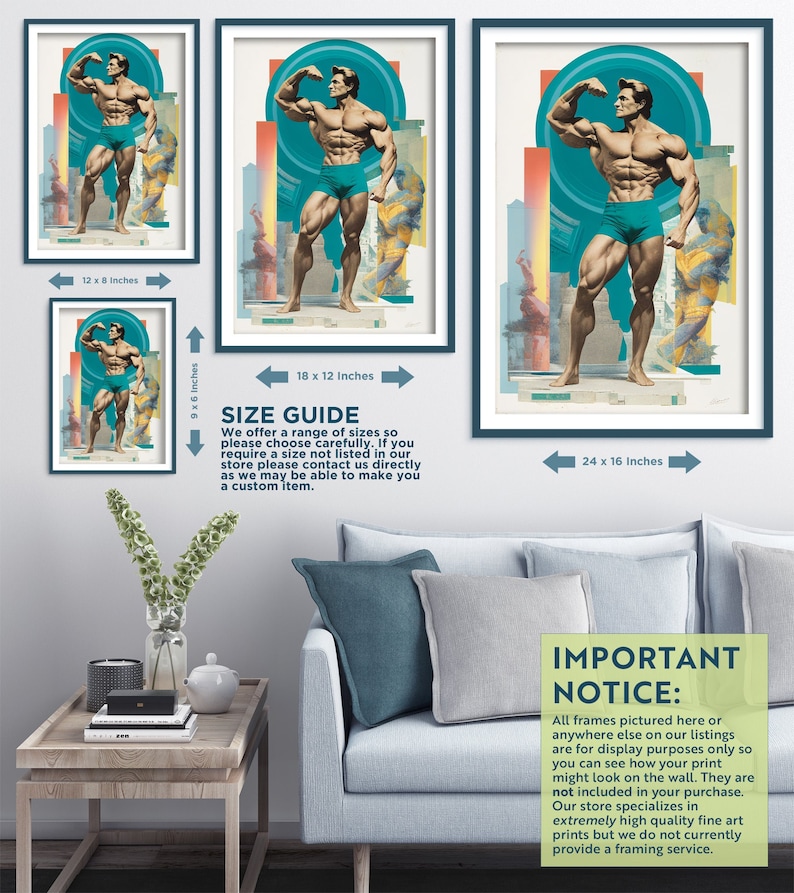 Bodybuilding Vintage Posters 4 - Art Print Poster Painting - Giclee ...
