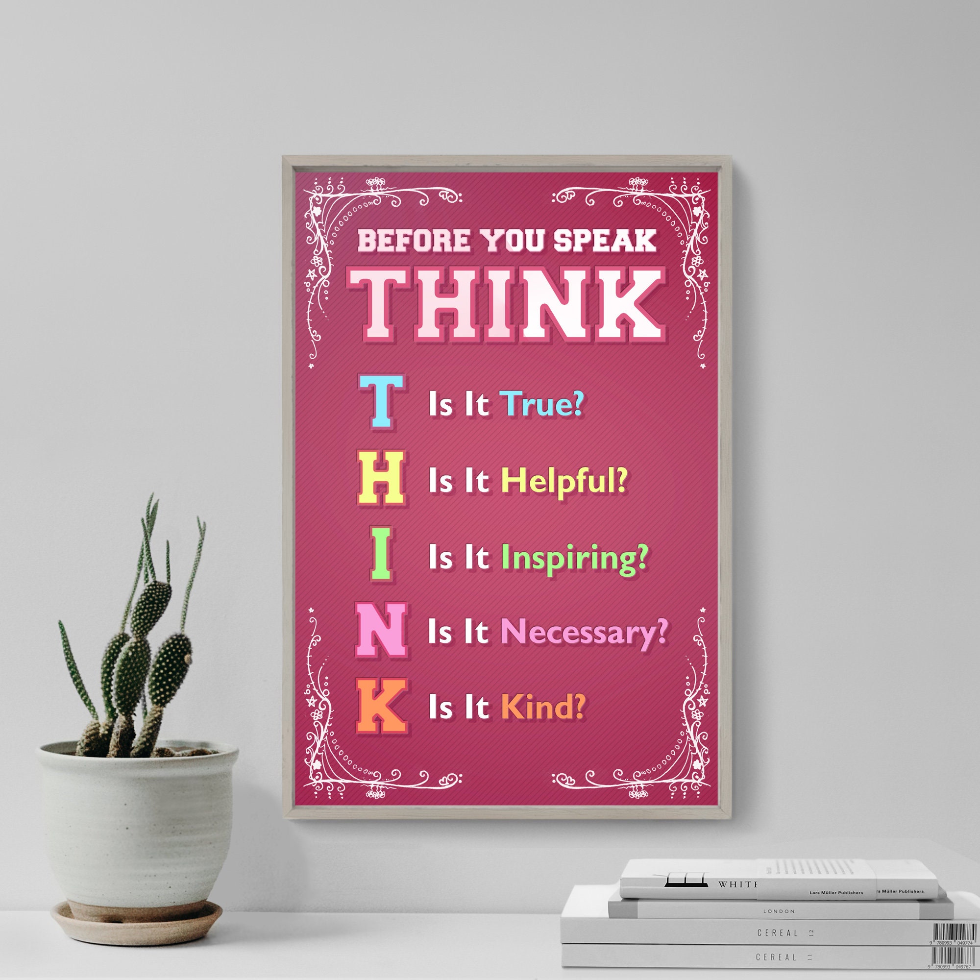Before You Speak, THINK - New Classroom Poster - Original Art Print ...