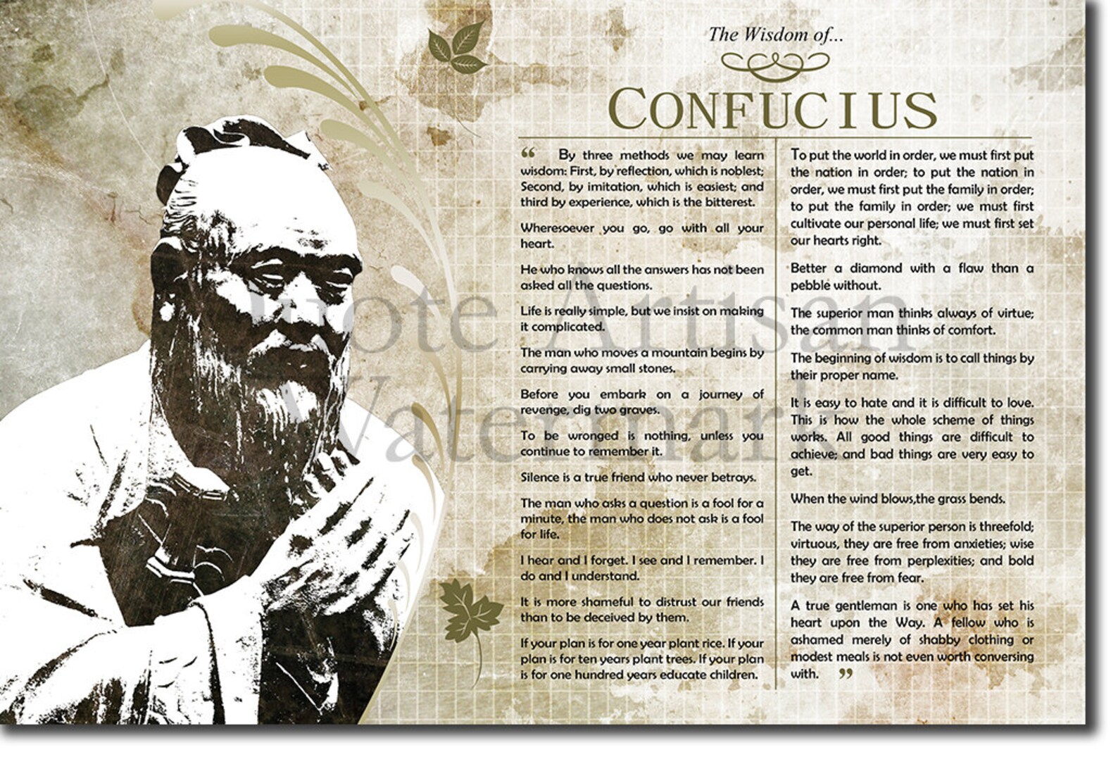 Confucius Greatest Quotes - Original Art Print Featuring His Deepest ...