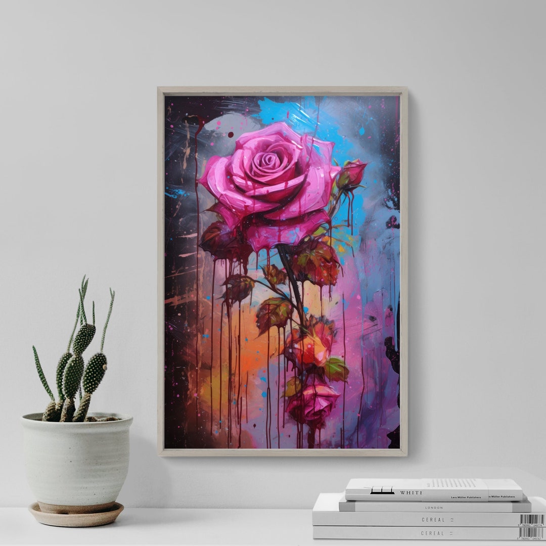 A Single Rose Oil Painting - Art Print Poster Painting - Museum Quality ...