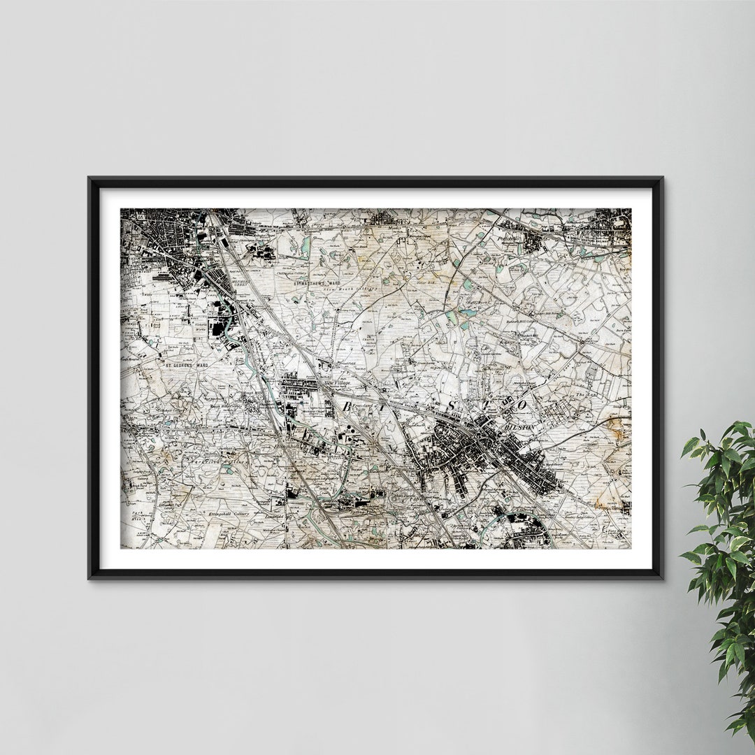 Historic Map of Wolverhampton (england) From 1885 (reproduction) Photo ...