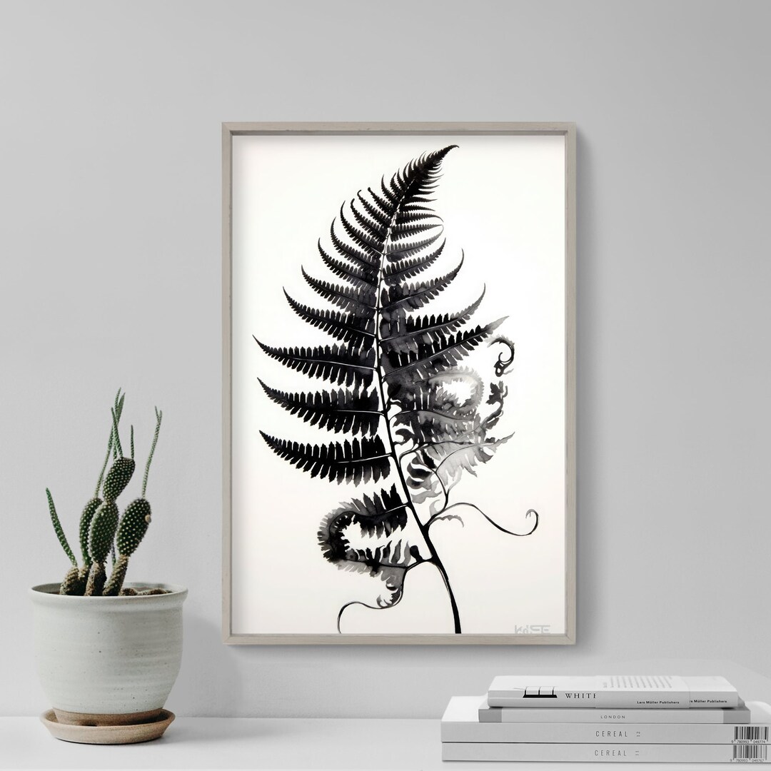 Fern Black Ink Drawing 1 - Art Print Poster Painting - Museum Quality ...
