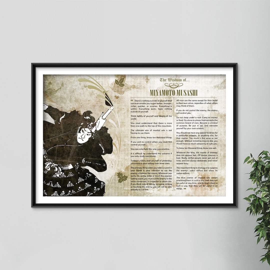 The Wisdom of Miyamoto Musashi - Original Art Print Featuring His ...