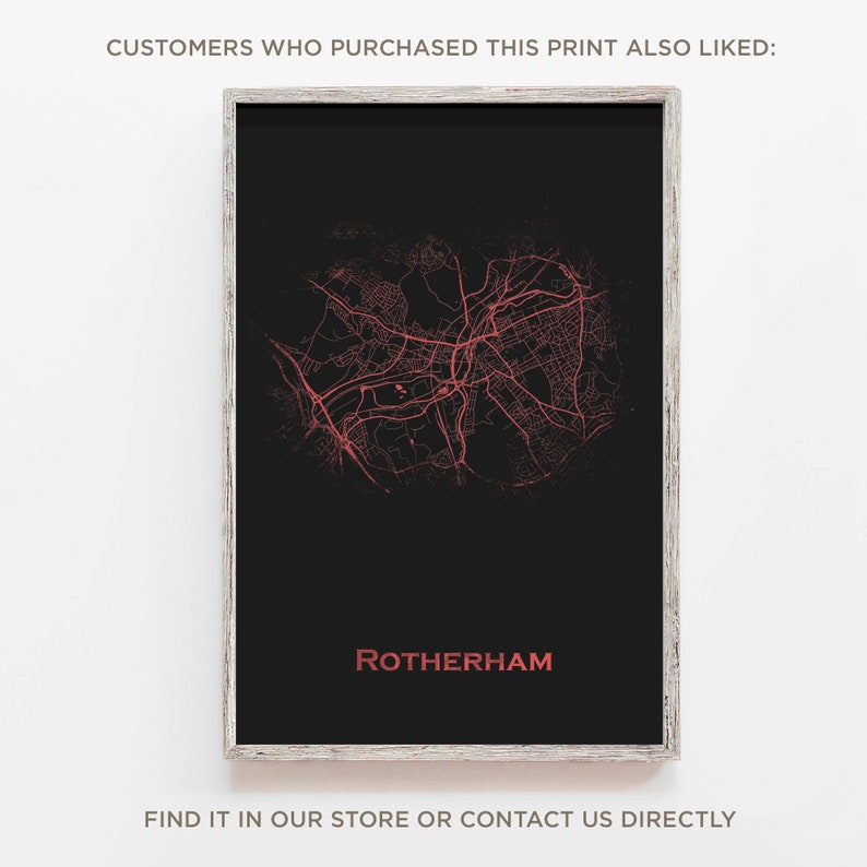 Rotherham Map Original Art Print City Street Map of | Etsy