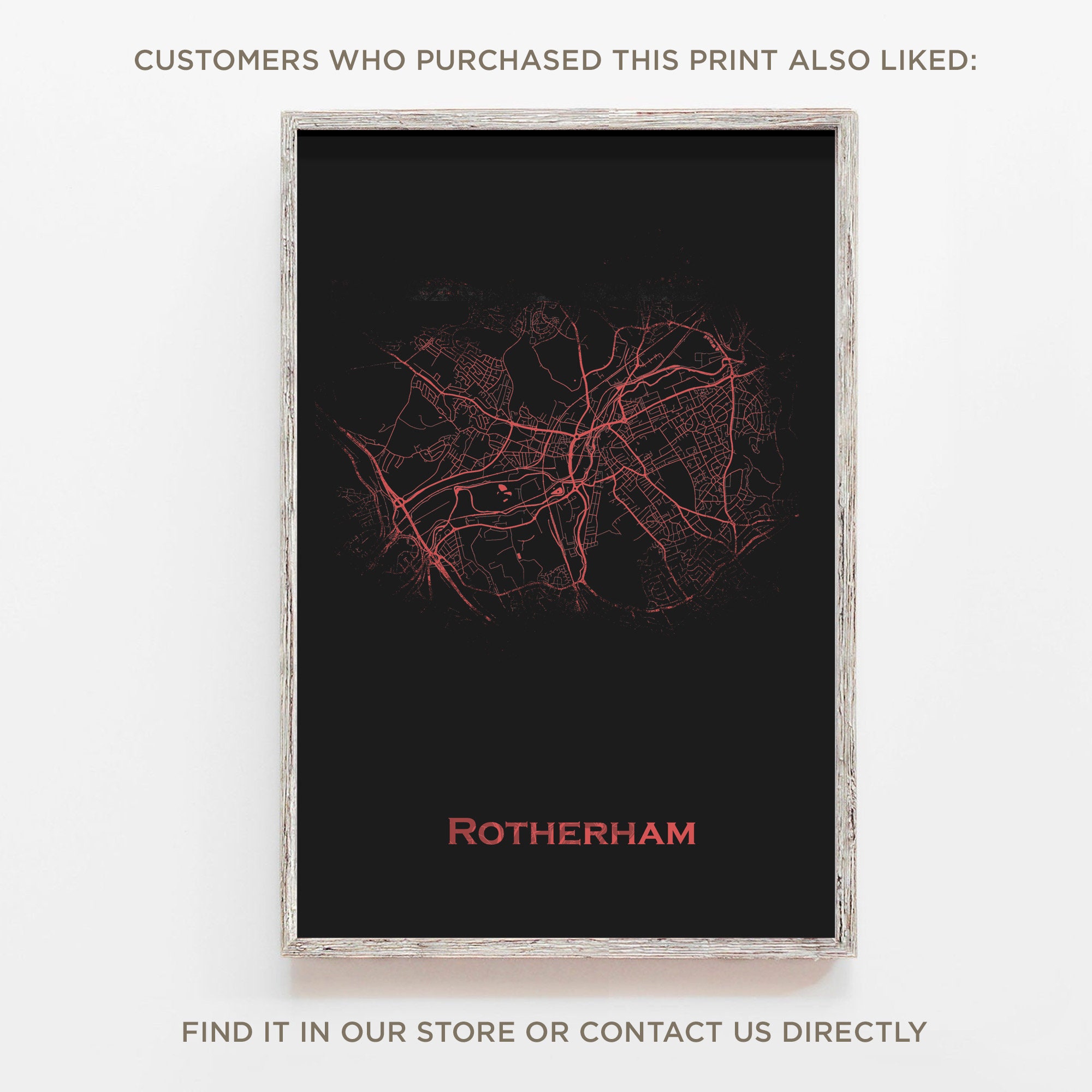 Rotherham Map Original Art Print City Street Map of - Etsy UK