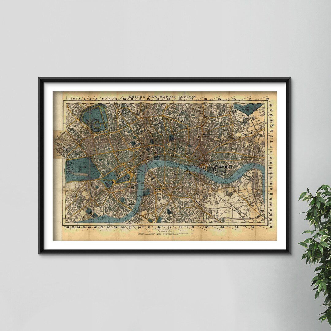 Reproduction of a Vintage London Map From 1860 - Photo Poster Print ...