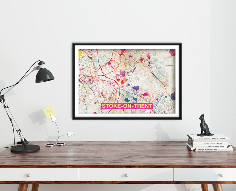 Stoke-on-trent Map Original Art Print rainbow City - Etsy