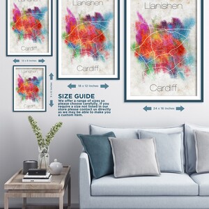 Llanishen (cardiff, Wales) Street Map - Original Art Print - Poster ...