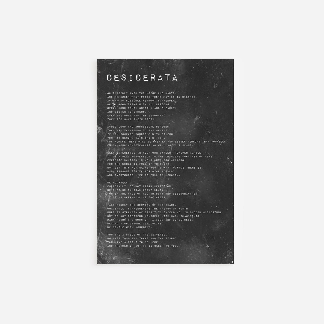 Desiderata Poem - Grit - Art Print Poster Painting - Museum Quality ...