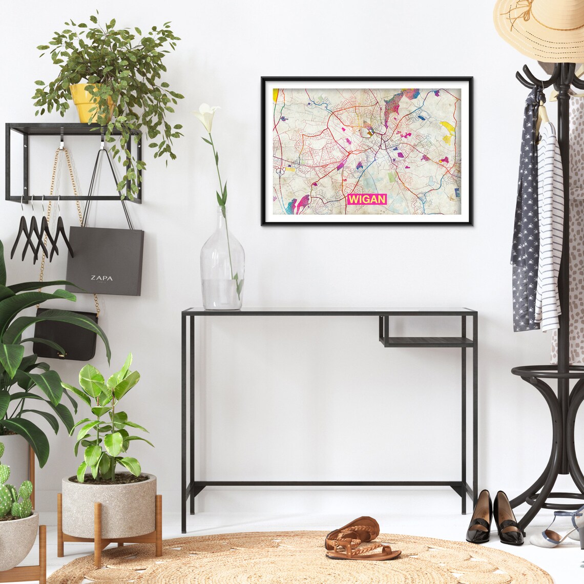 Wigan Map Original Art Print City Street Map of Wigan - Etsy