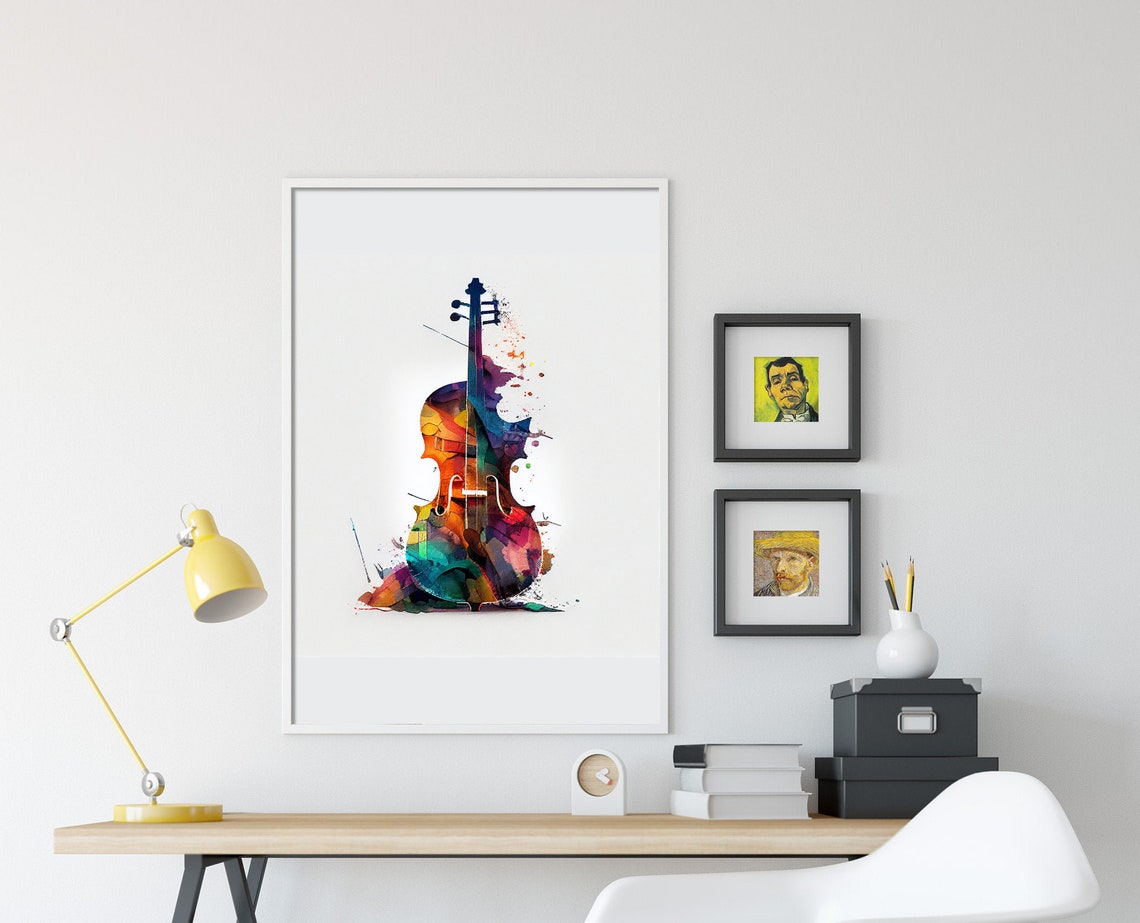 Violin Watercolour - Art Print Poster - Colourful Paint Splashes - Gift ...