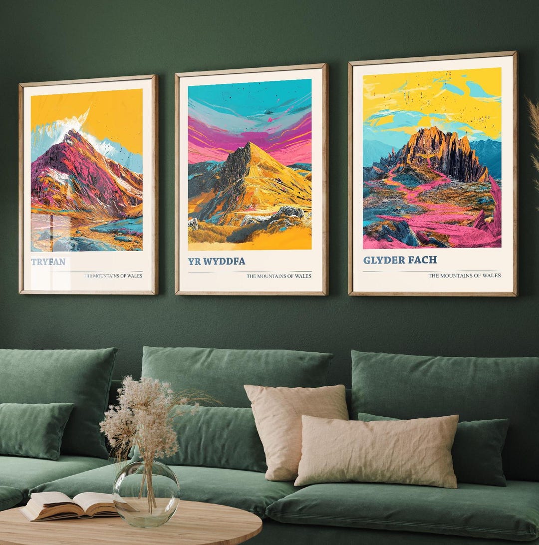 The Yr Wyddfa Collection V2 - Set of Three Welsh Mountain Art Prints ...