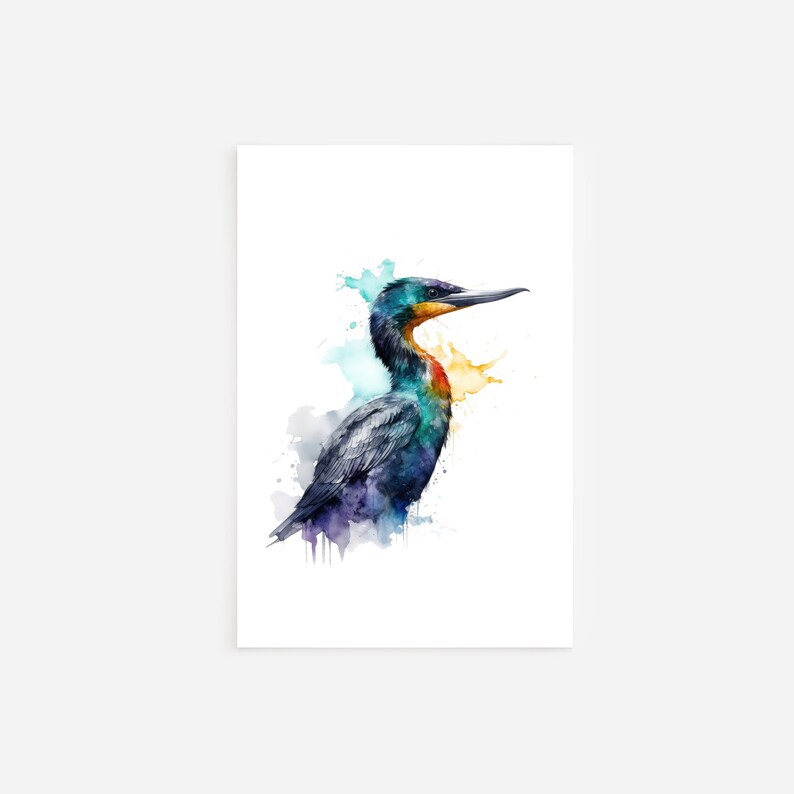 Watercolour Animal Cormorant - Art Print Poster Painting - Museum ...