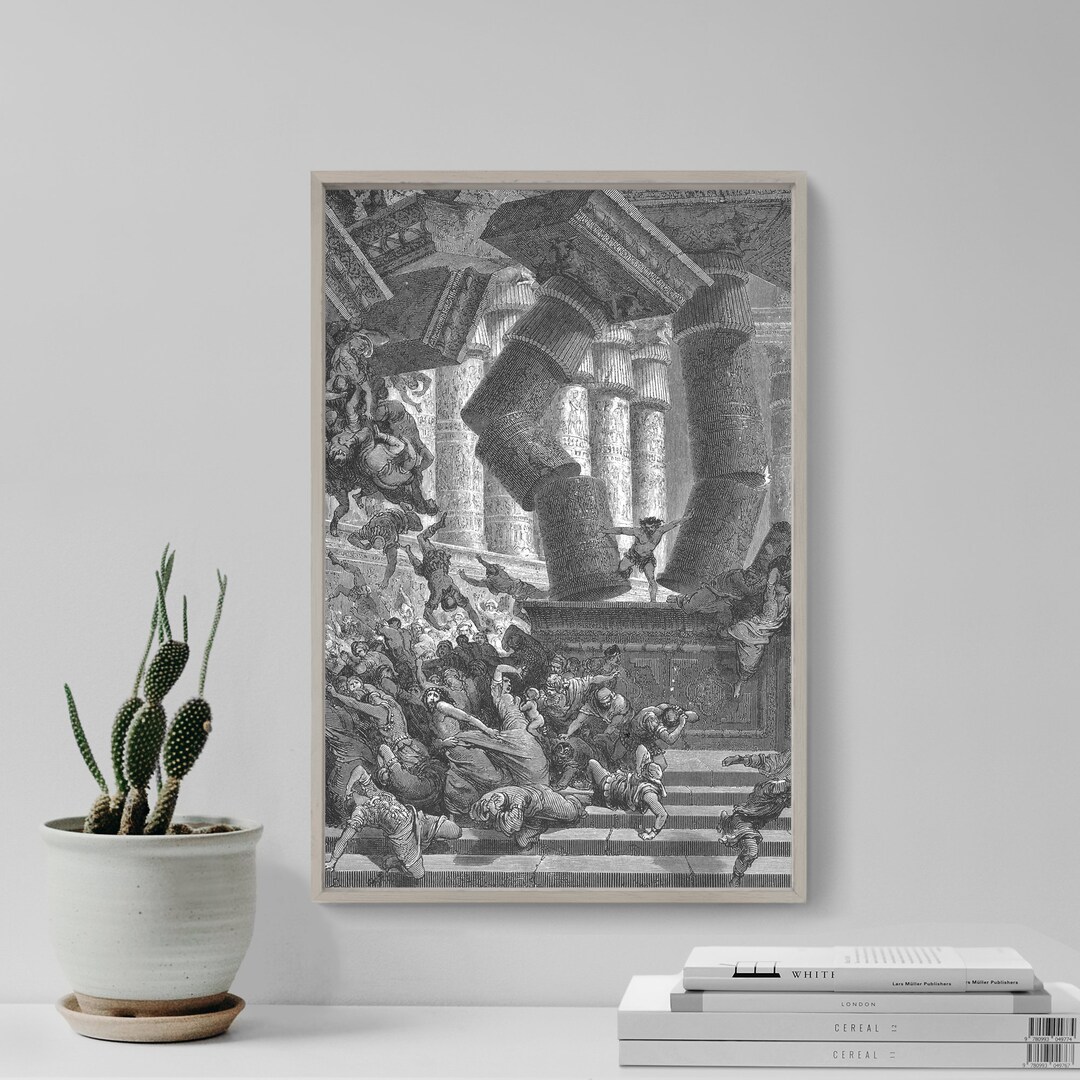 Gustave Dore - the Death of Samson (1866) - Drawing Photo Poster Print ...