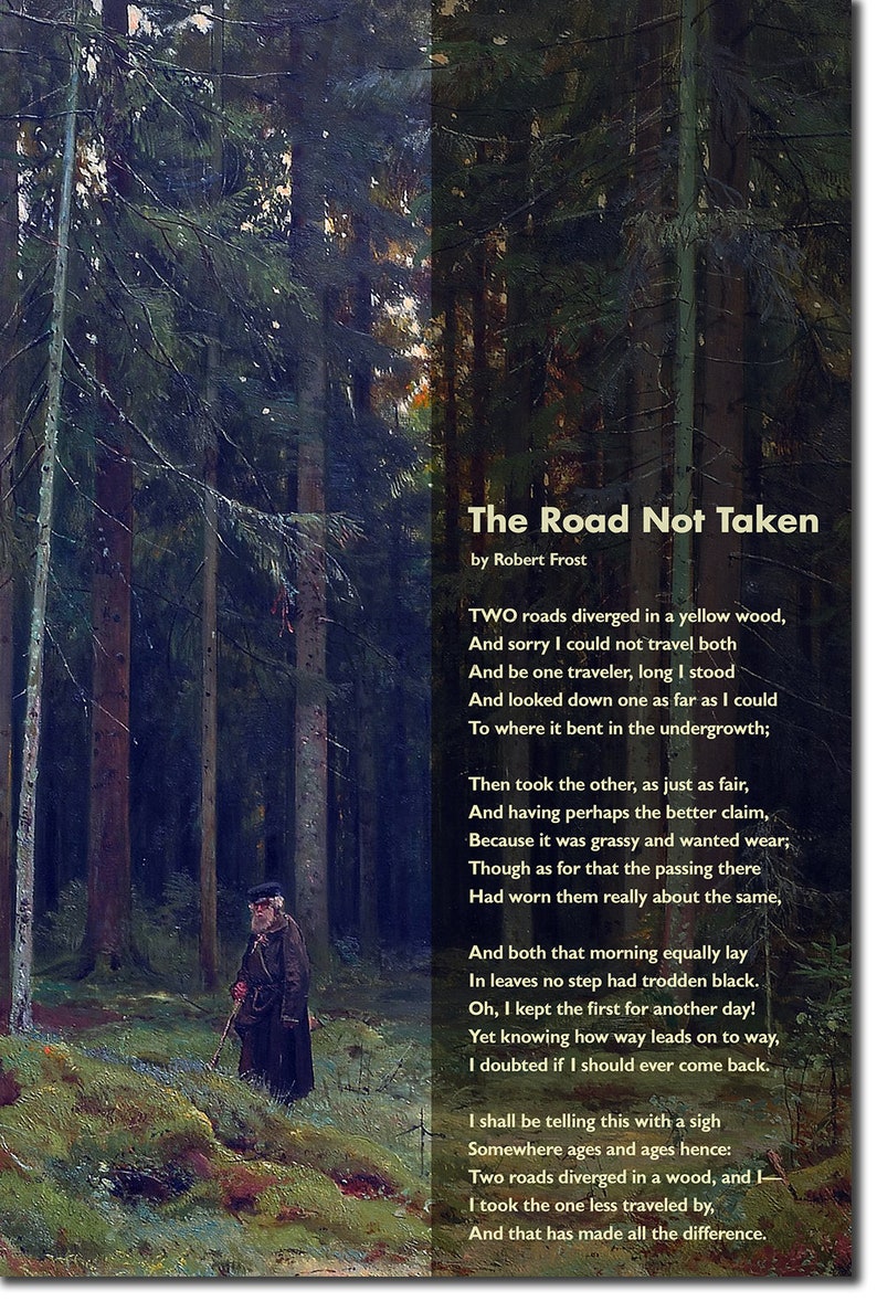The Road Not Taken Poem the Forest Art Print Poster Gift - Etsy UK
