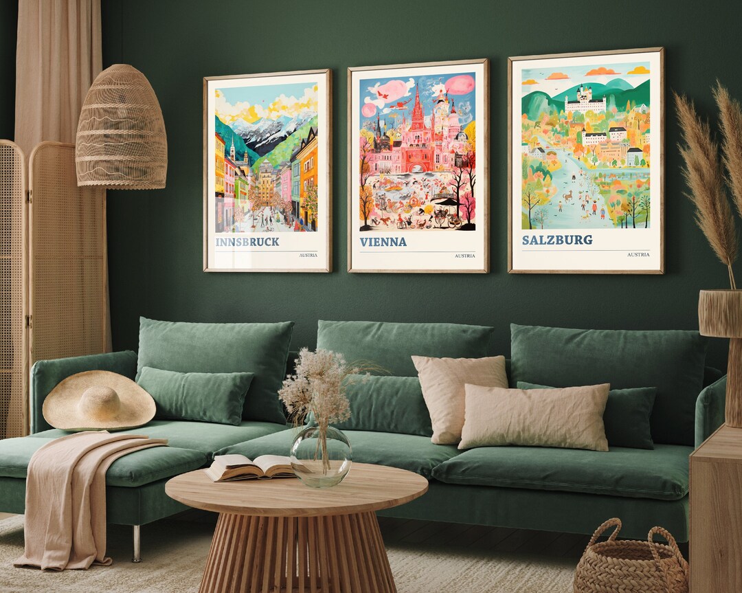 Set of Three Austria Travel Posters - Innsbruck, Vienna, Salzburg - 3 ...