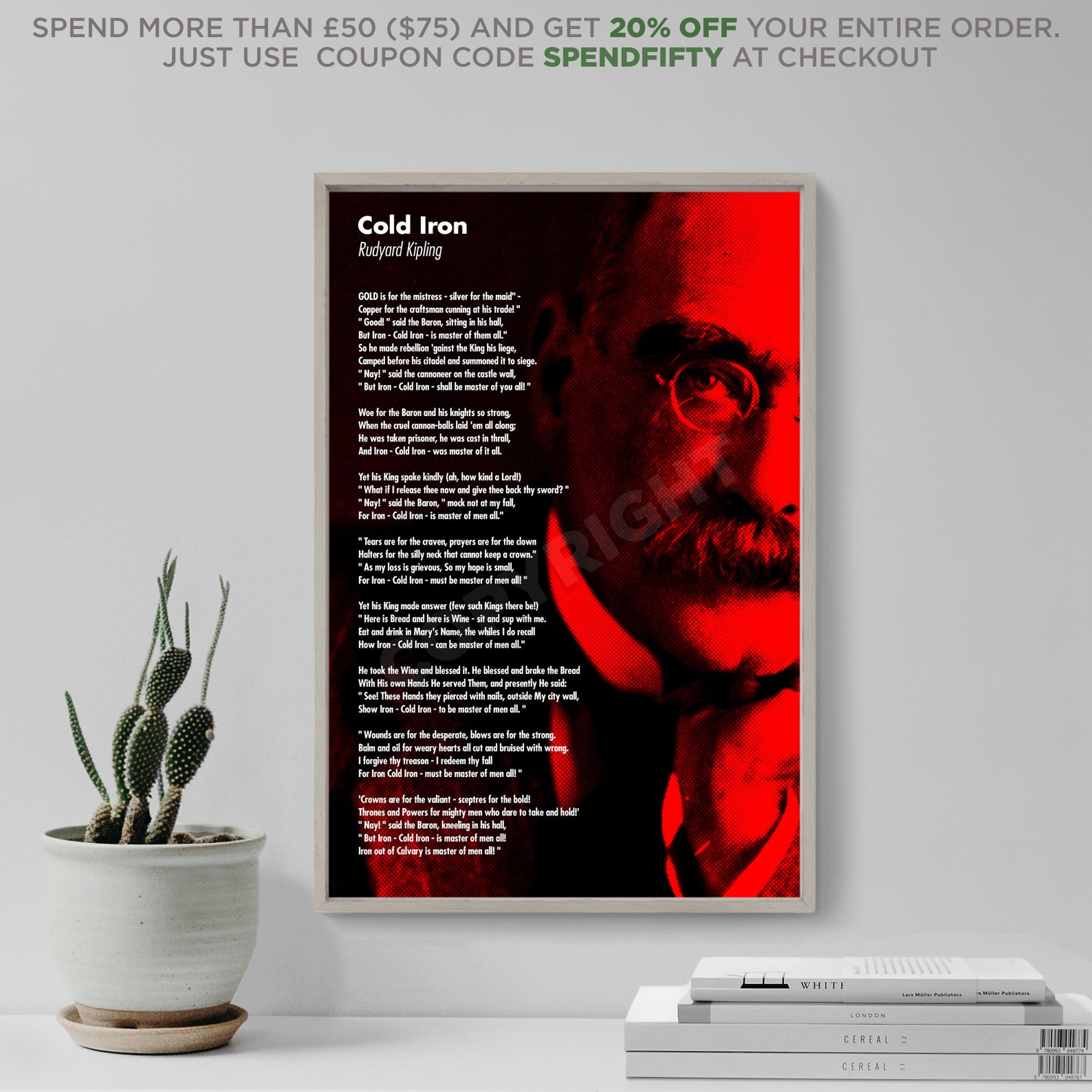 Rudyard Kipling Poem - Cold Iron - Poster Original Art Print Photo ...