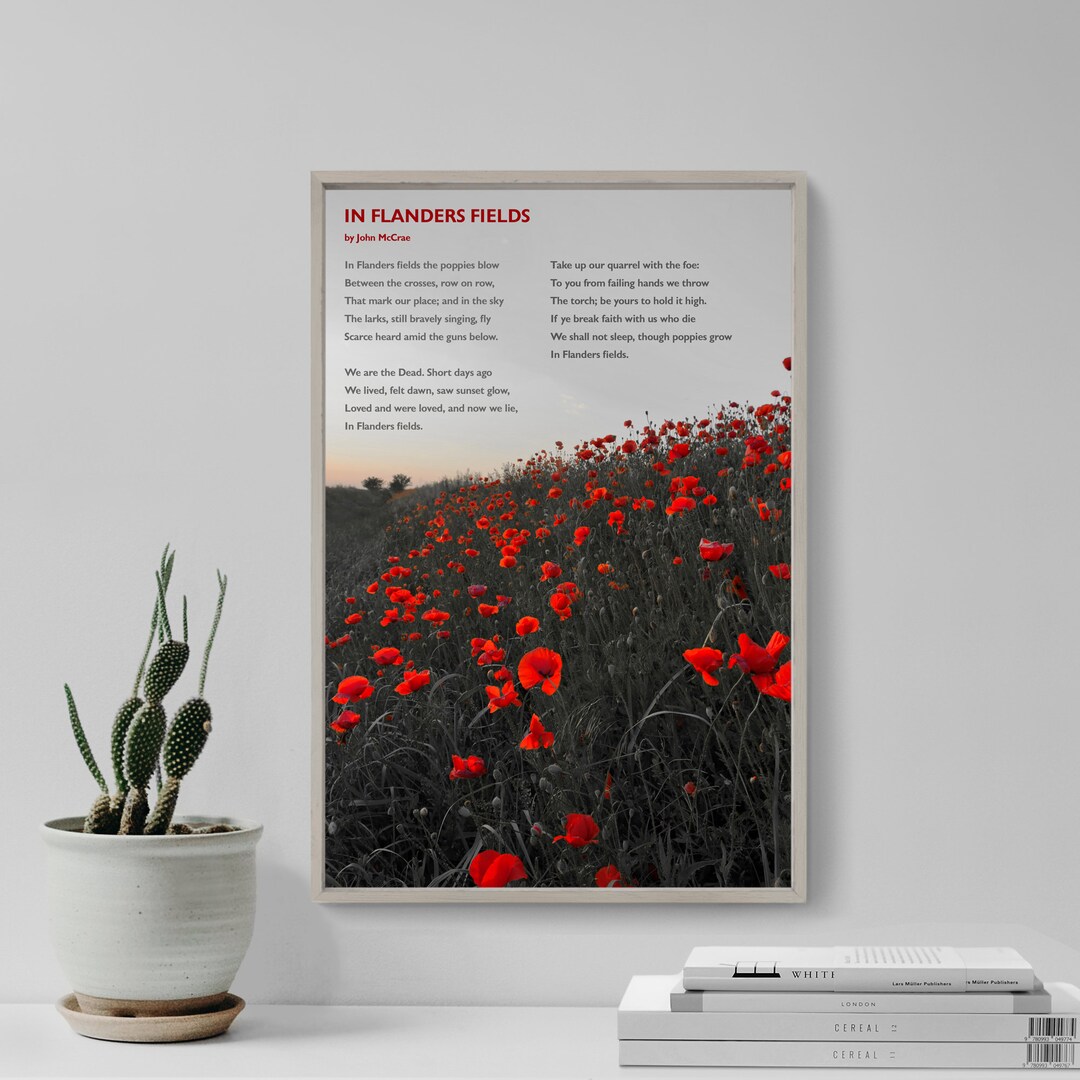 John Mccrae Poem - in Flanders Fields - Black and White Poppies ...