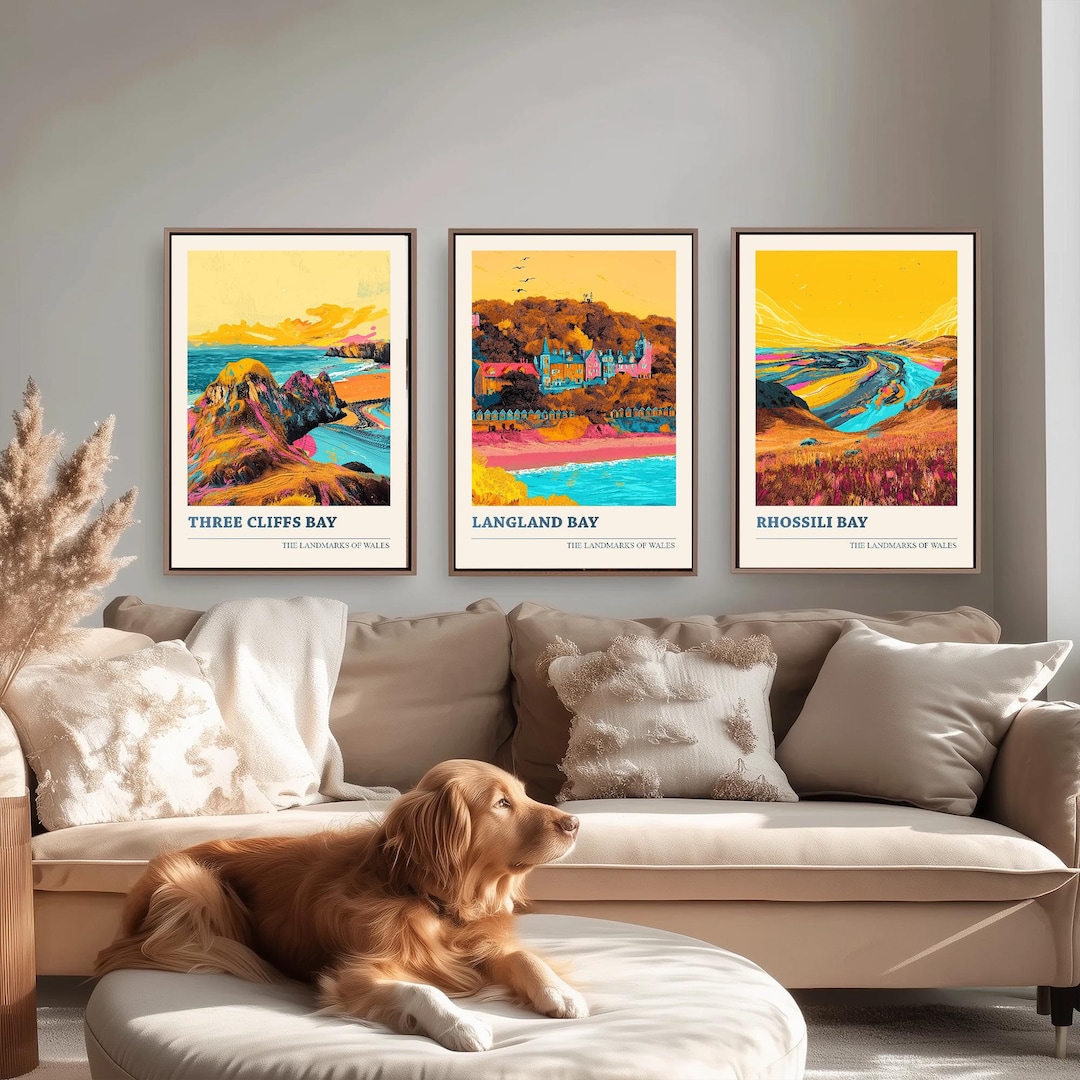 Beaches of the Gower - Set of Three Art Prints - 3 Posters - Three ...