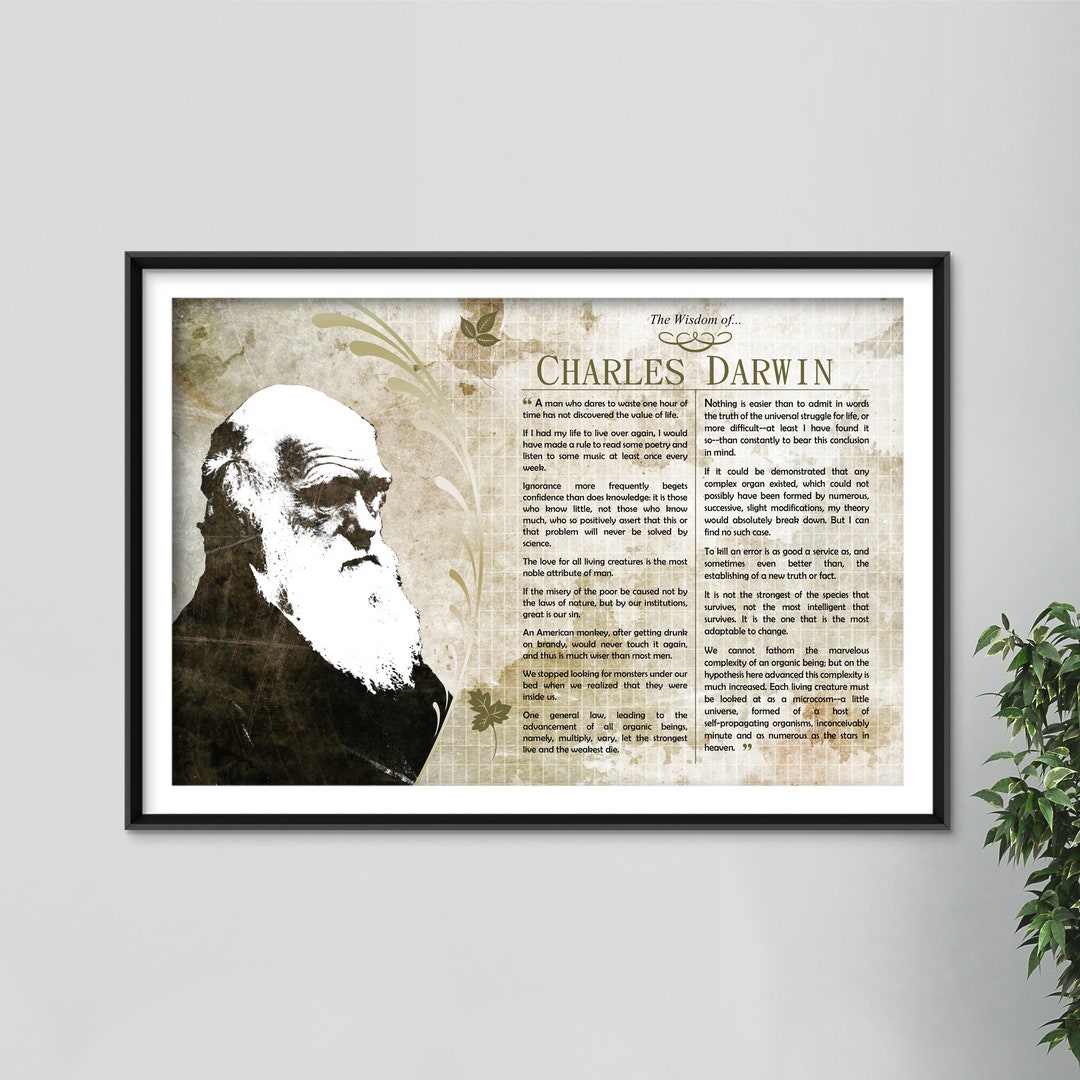The Wisdom of Charles Darwin - Original Art Print Featuring His ...