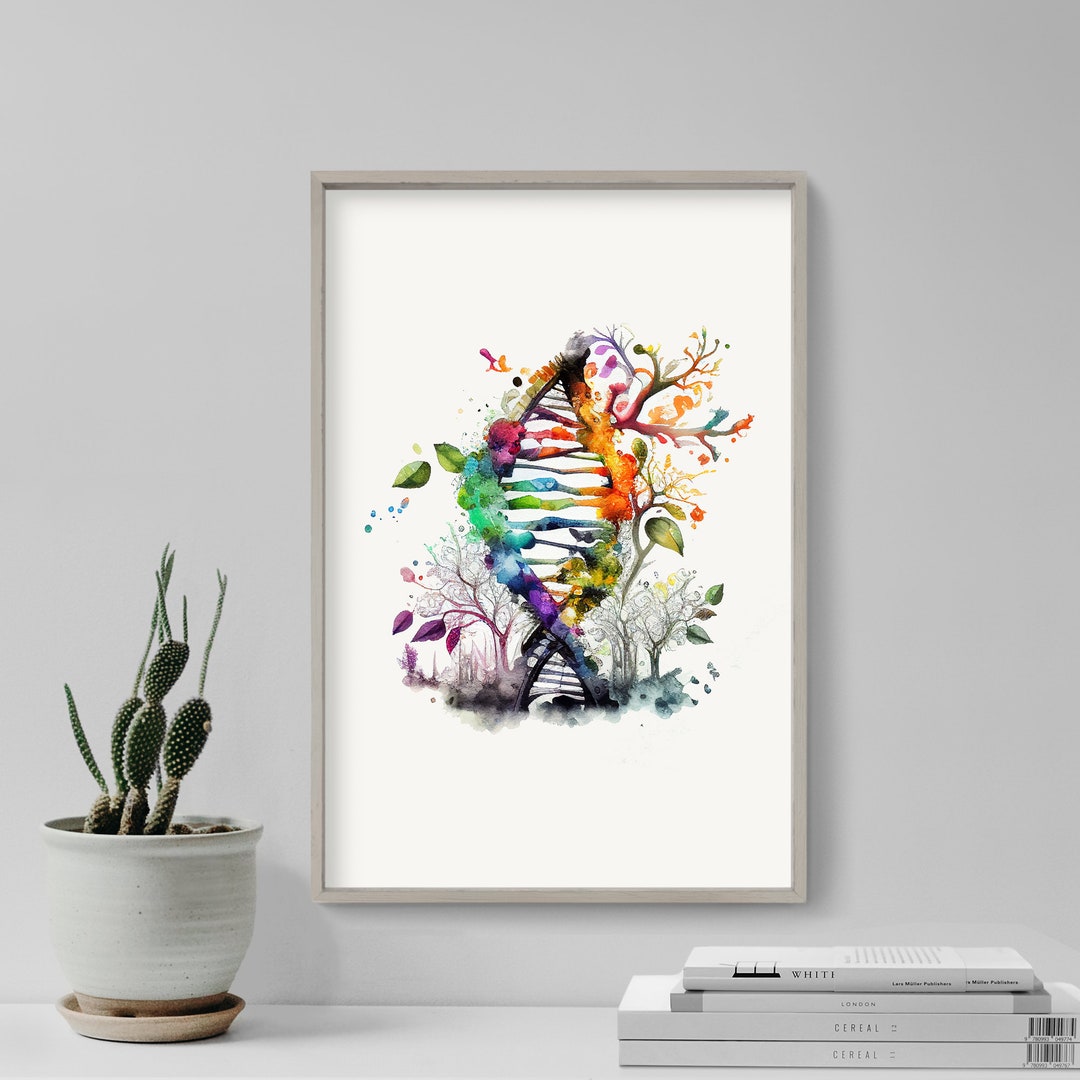 DNA Genome Sequence Watercolour - Art Print Poster - Colourful Paint ...