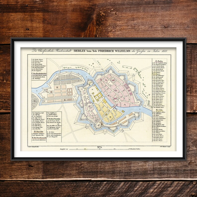 Reproduction of a Vintage Berlin Map From 1688 - Size is 30x20cm ...
