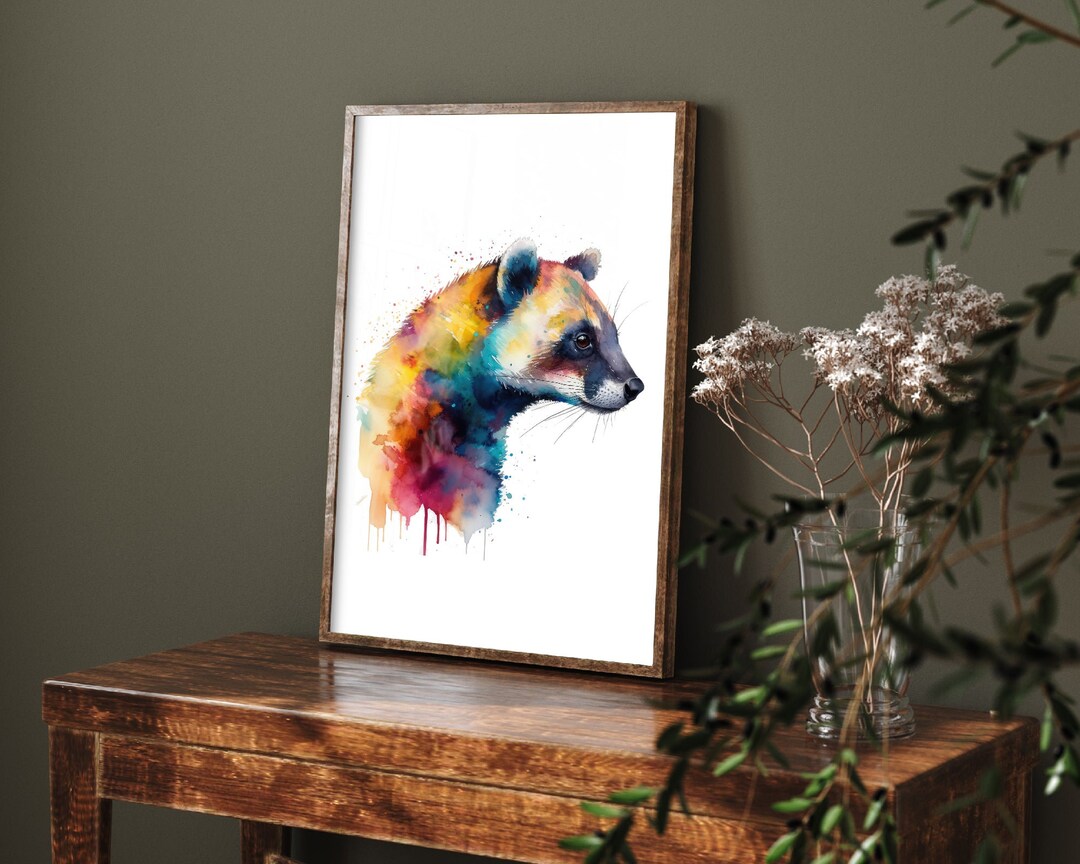 Watercolour Animal Coati - Art Print Poster Painting - Museum Quality ...