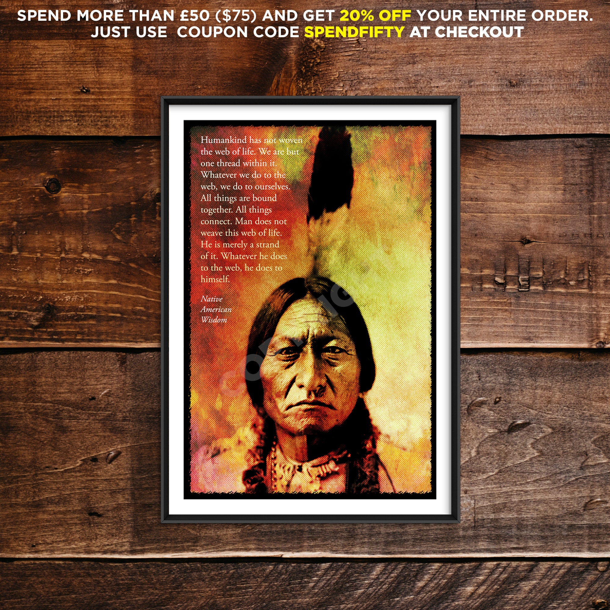 Native American Indian Quote Poster "the Web of Life..." Photo Print ...