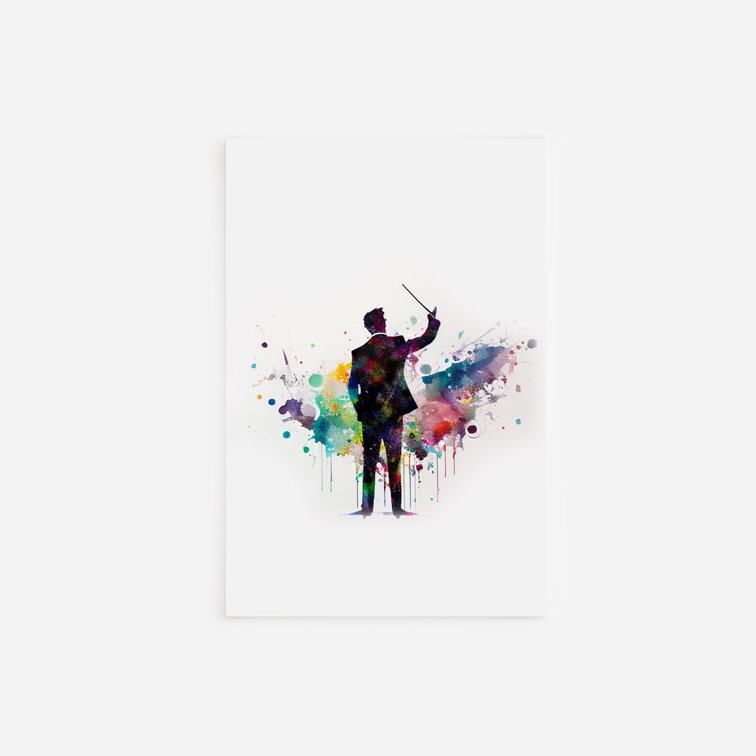 Watercolour Silhouettes - Conductor - Art Print Poster Painting ...
