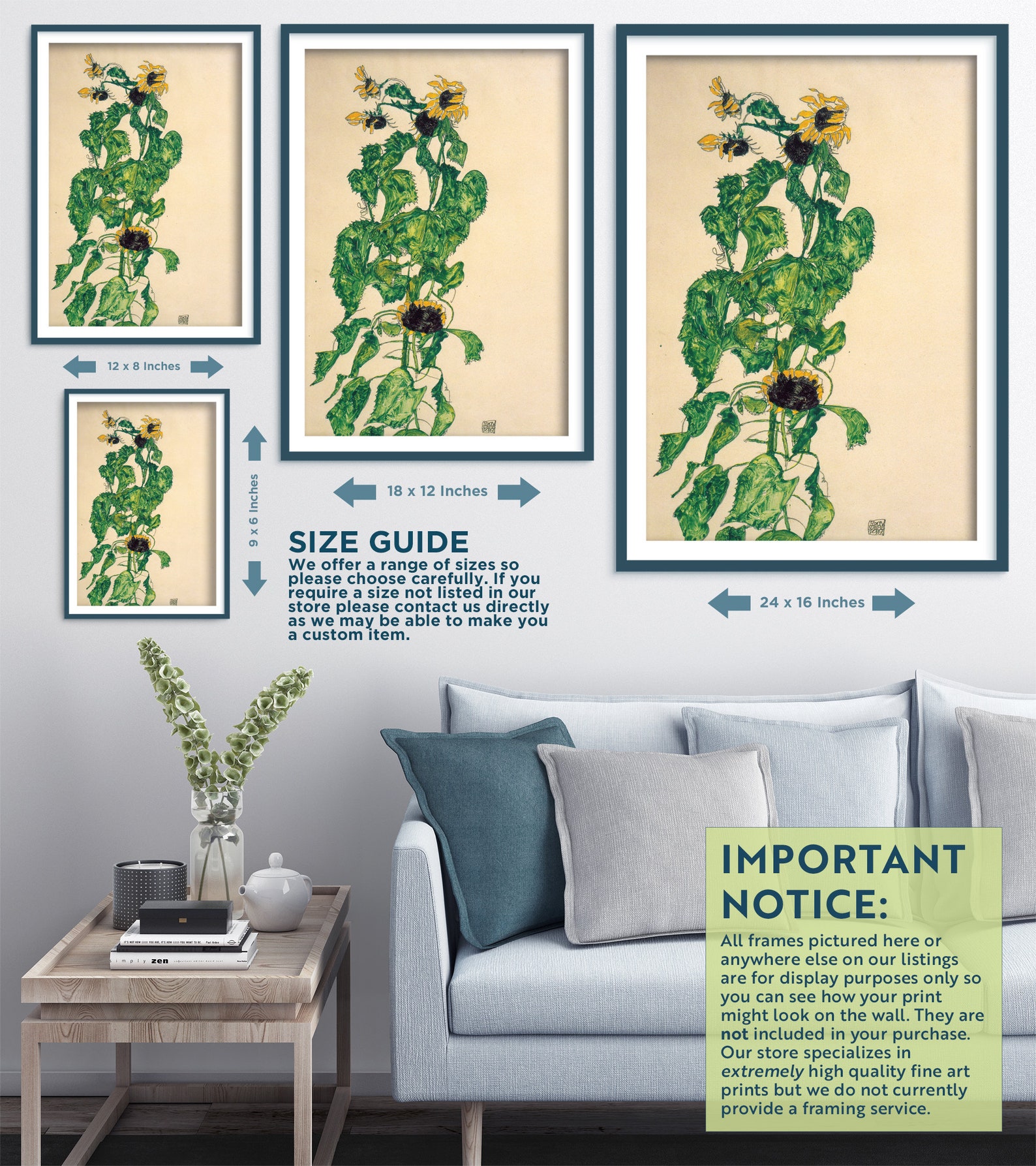 Egon Schiele - Sunflowers (1917) - Classic Painting Photo Poster Print ...
