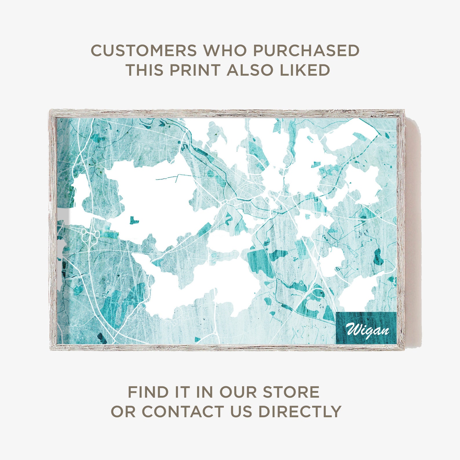 Wigan Map Original Art Print City Street Map of Wigan - Etsy