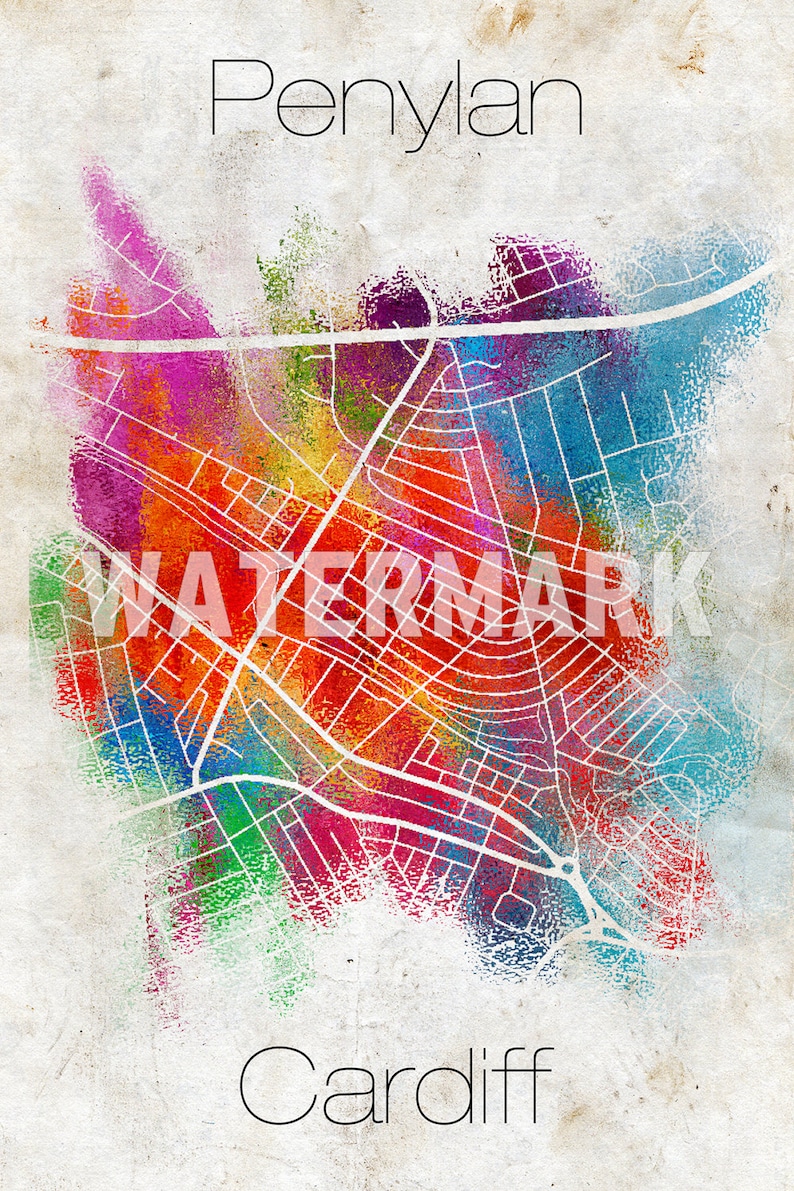 Penylan cardiff Wales Street Map Original Art Print - Etsy