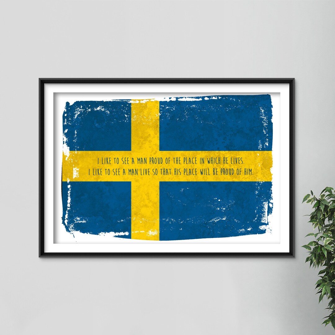 Swedish Flag Motivational Print - National Pride Quote - Unique Photo ...