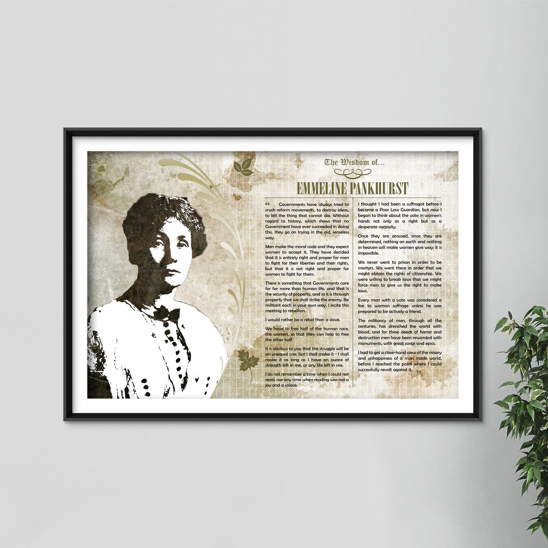 The Wisdom of Emmeline Pankhurst - Original Art Print Featuring Her ...