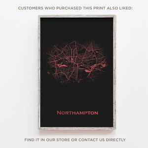 Northampton Map - Original Art Print - City Street Map of Northampton ...