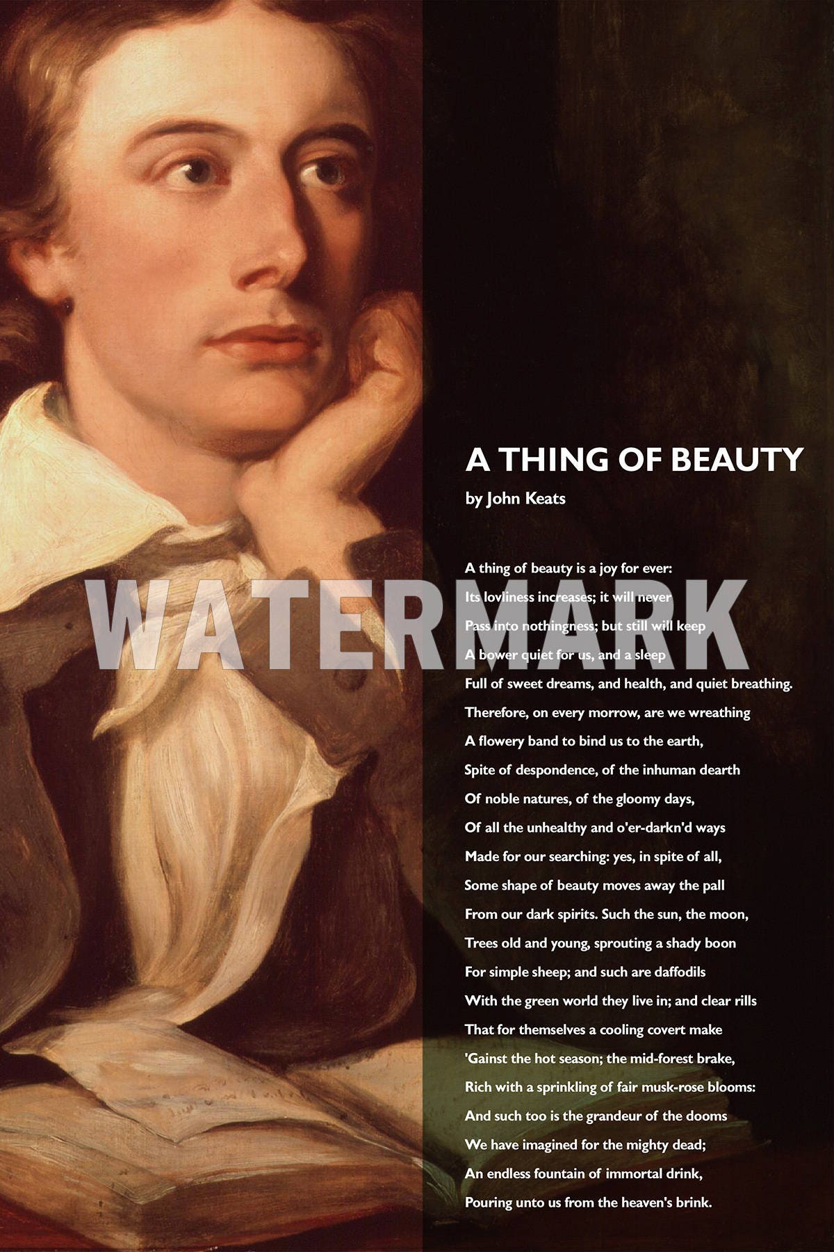 John Keats Poem A Thing of Beauty Poster Original Art - Etsy UK