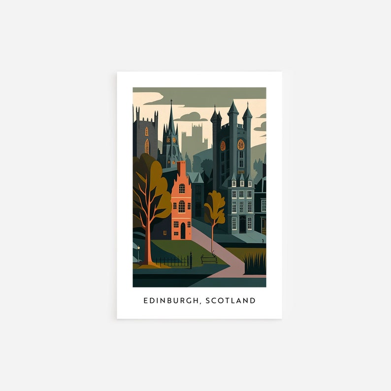 Colourful Vector of Edinburgh Scotland - Art Print Poster Painting ...