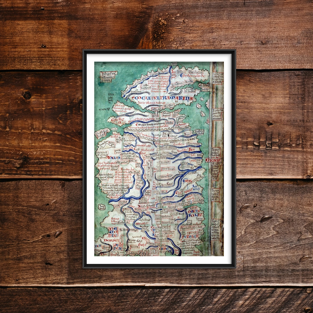 Reproduction of a Vintage Map of Britain From 1250 - Photo Poster Print ...