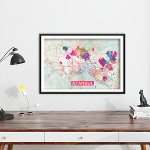 Istanbul Map - Original Art Print - City Street Map of Istanbul, Turkey ...