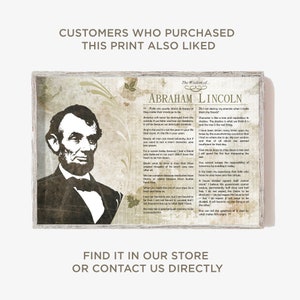 Abraham Lincoln Original Art Print With Quote - Photo Poster Gift Wall ...