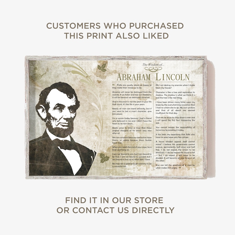 Abraham Lincoln Original Art Print With Quote Photo Poster - Etsy UK
